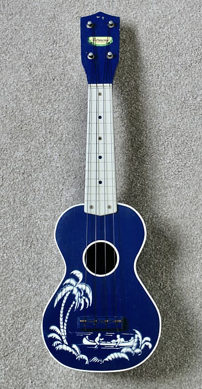 Vintage Harmony Stencil Blue Color Ukulele Soprano Hawaiian | Reverb