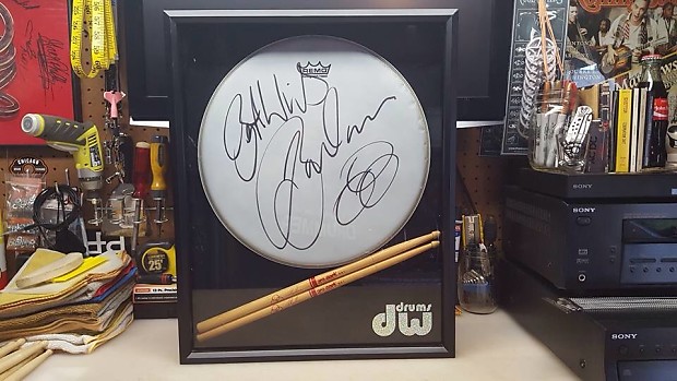 Jason Bonham 14" Autographed Drum Head / Drumstick Display | Reverb