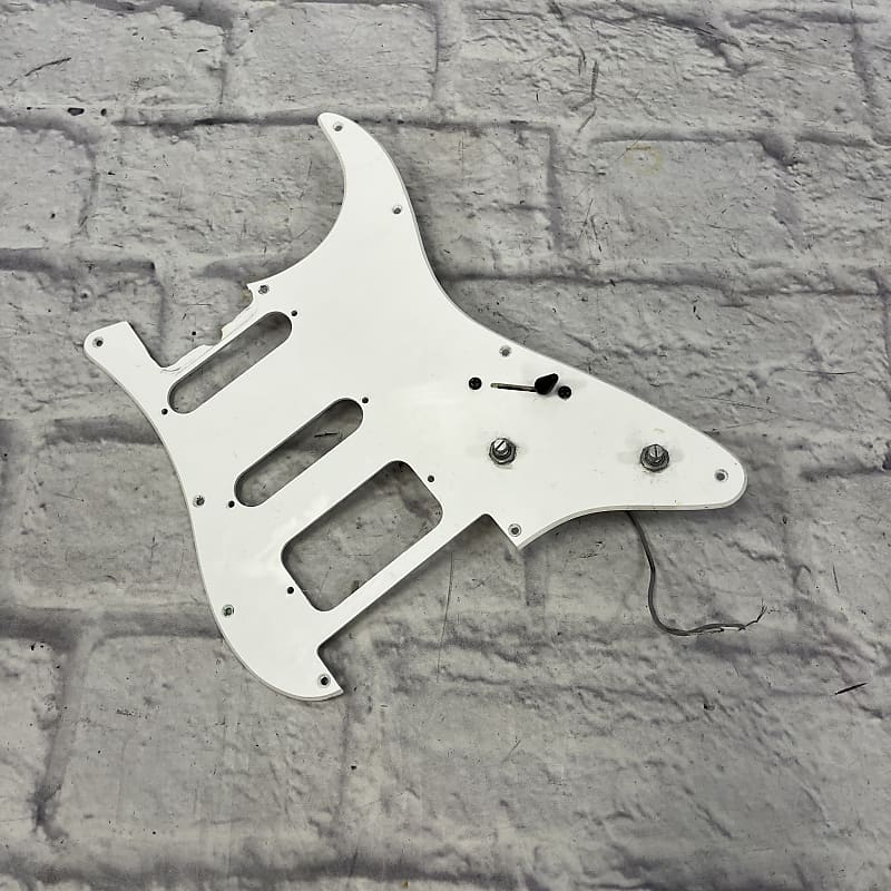 Unknown White Strat Pickguard HSS w/ Pots & Switche | Reverb