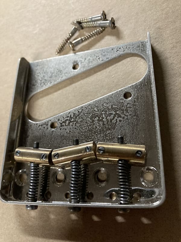 Aged- Relic nickel Lefty Tele bridge plate with compensated | Reverb