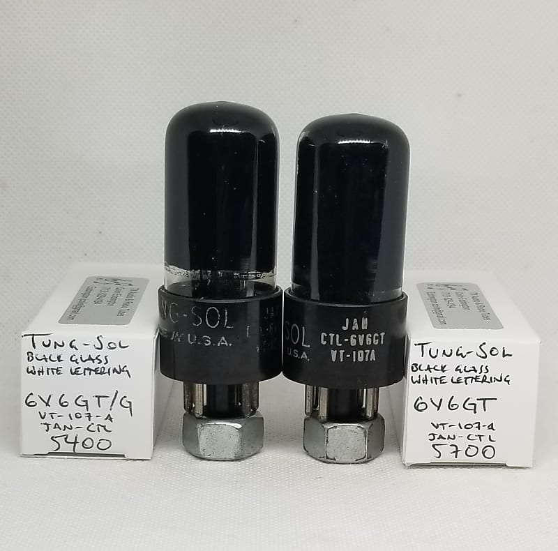 Tung-Sol 6V6GT Black Glass Well Matched (5.2%) Pair NOS 6V6 | Reverb