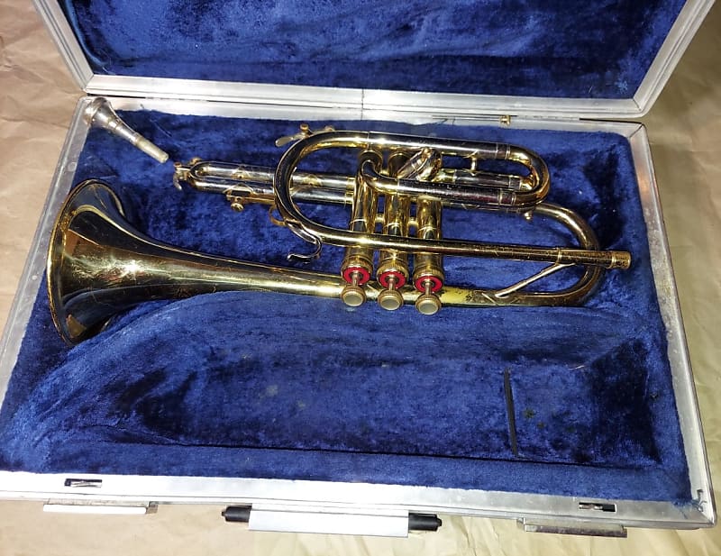 Reynolds Medalist Cornet Brass, USA, with case and mouthpiece | Reverb