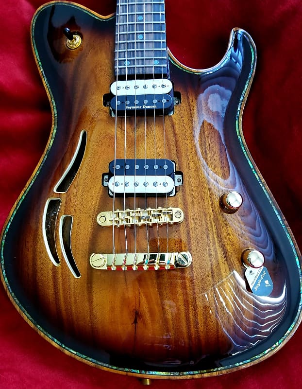 SJ Custom Guitars, all koa Hollowbody,Seymour duncan | Reverb