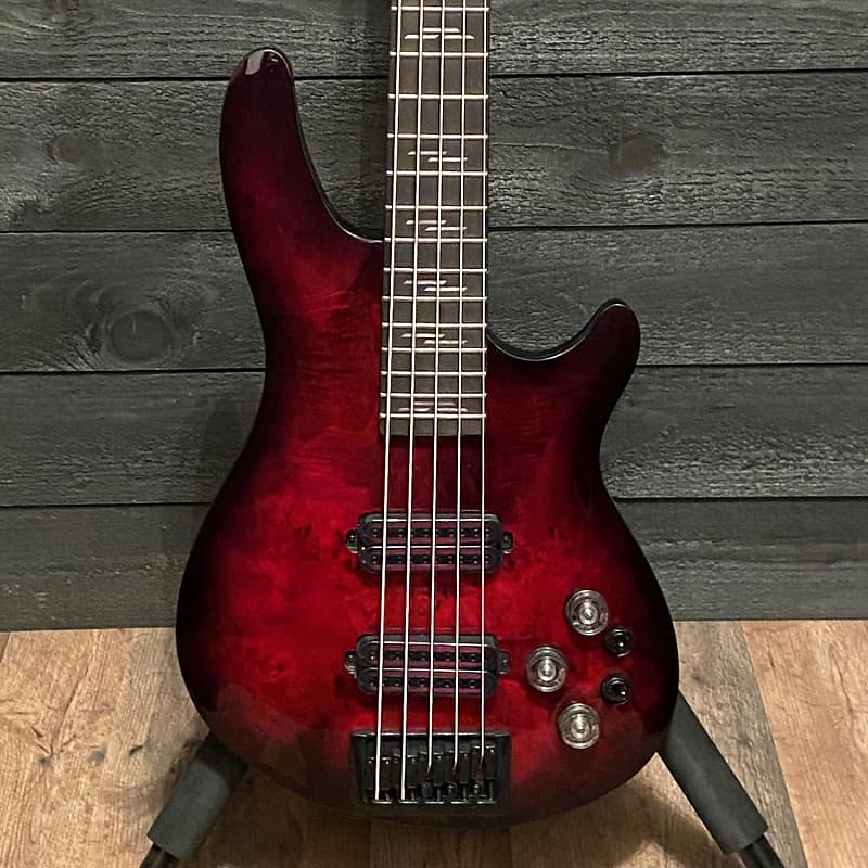 Schecter Omen Elite-5 5 String Electric Bass Guitar Black | Reverb