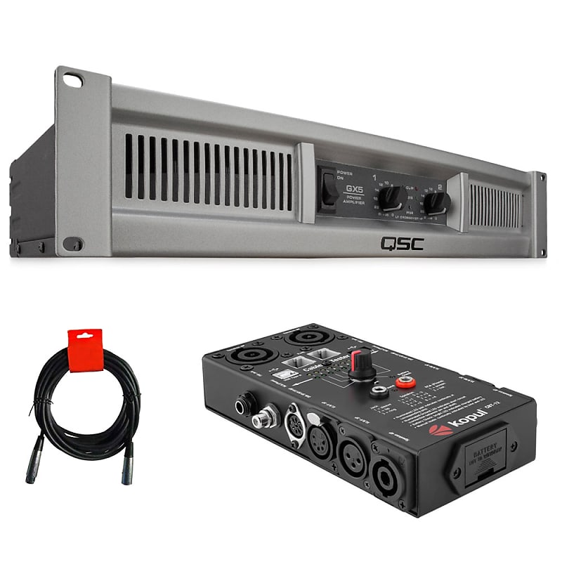 QSC GX5 500 Watt 8-Ohm Power Amplifier Bundle with Kopul | Reverb