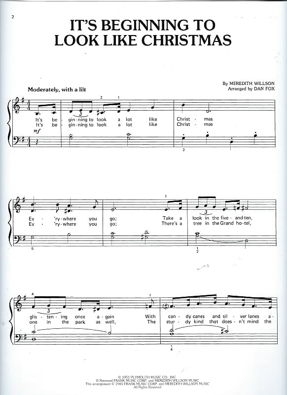 It's Beginning to Look Like Christmas Easy Piano | Reverb