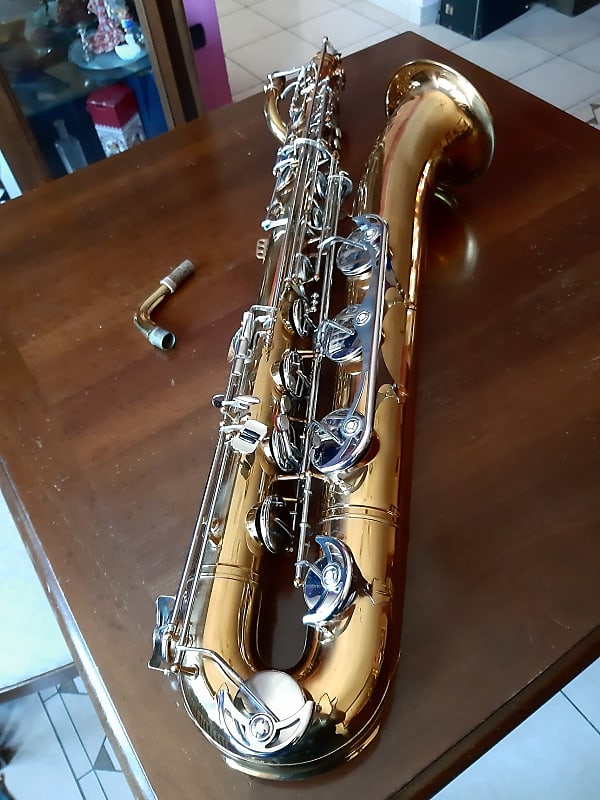 Super rare vintage baritone saxophone B&S Blue Label low a | Reverb
