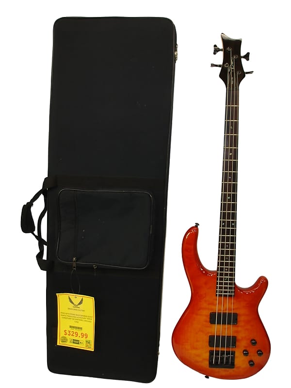 Dean Edge Q4 Bass Guitar, Trans Amberburst w/ Case | Reverb