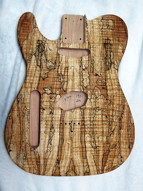 Cherry Wood \ Spalted Maple Top Telecaster Tele Body 4lb 13oz | Reverb