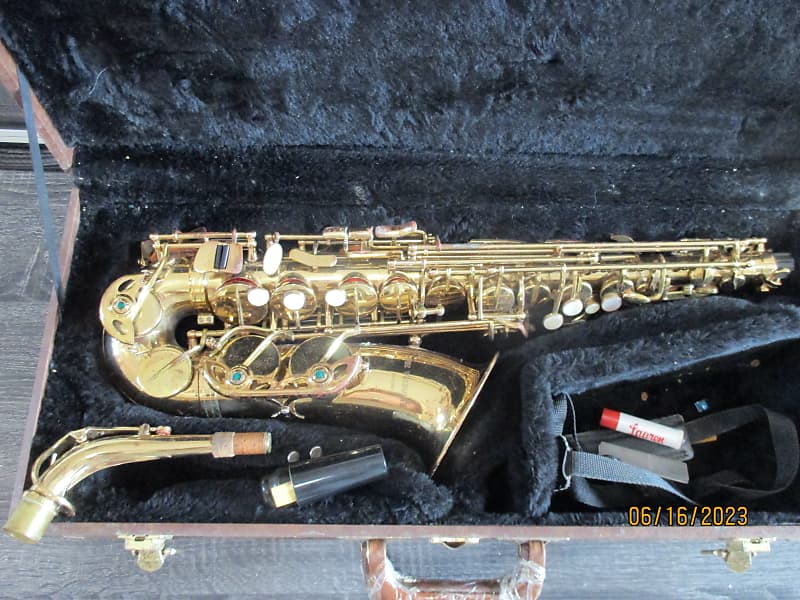 Woodwind brand Saxophone with mouthpiece, reed and case. | Reverb