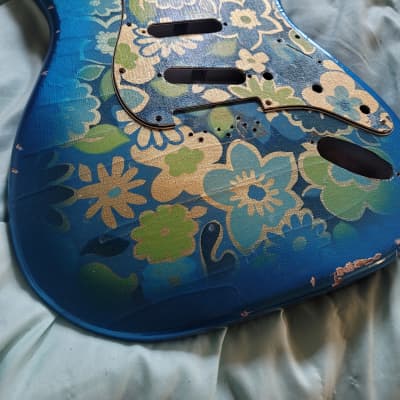 Custom Relic blue flower hardtail strat 2023 - Nitro | Reverb