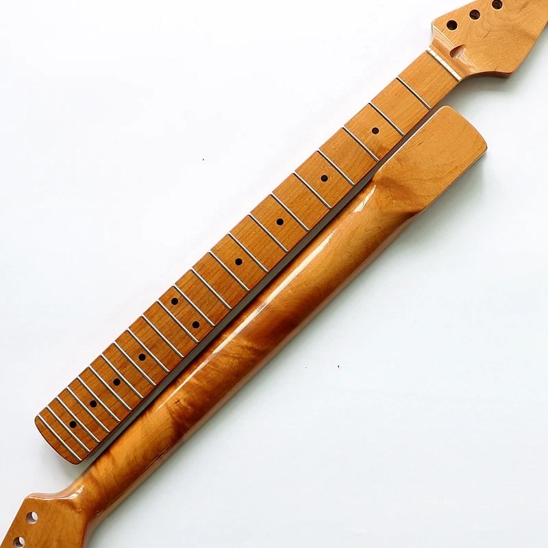 DIY 22 Fret Glossy 25.5" Roasted Maple ST Guitar Neck With | Reverb