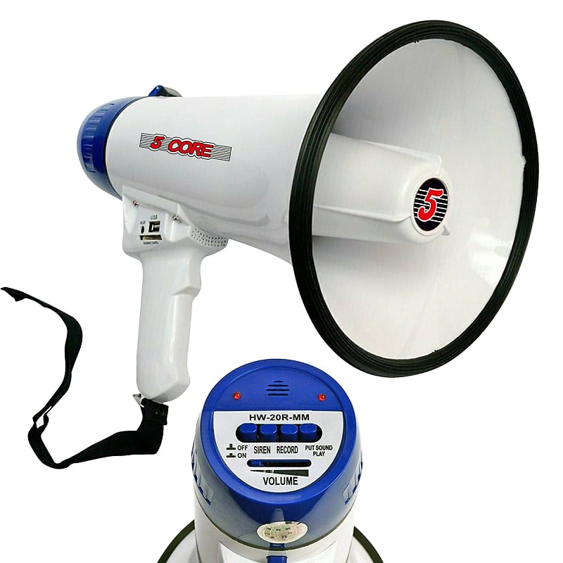 5Core Megaphone Bullhorn Speaker 20W Bull Horn Battery Power | Reverb