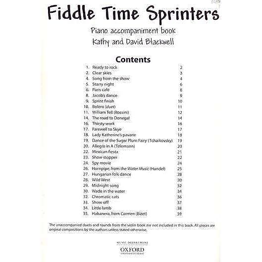 Fiddle Time Accompaniment Series Fiddle Time Sprinters (Sheet | Reverb