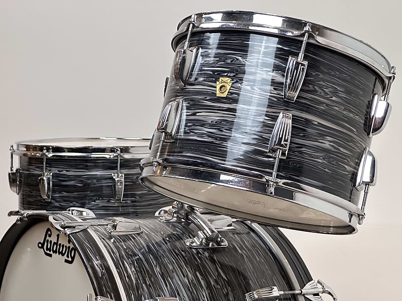 Ludwig 22/13/16" 1960's "Fab" Drum Set - Rewrapped Black | Reverb