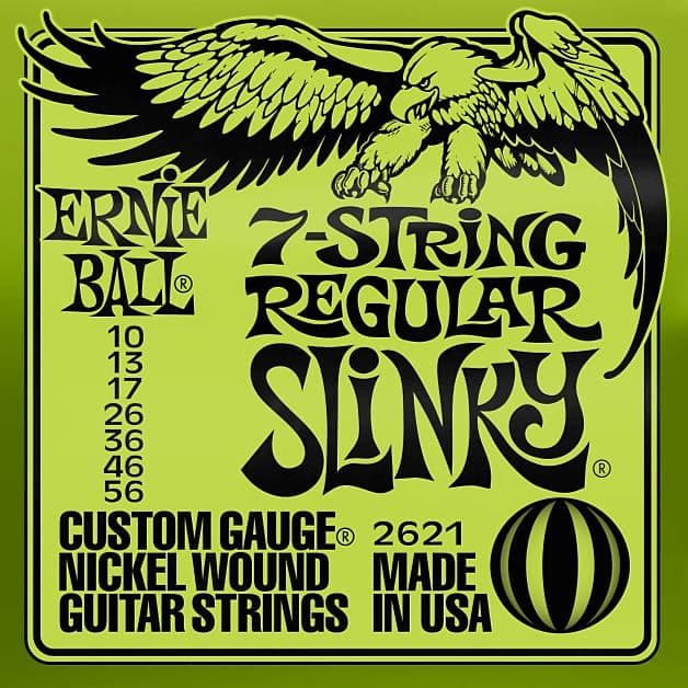 Ernie Ball 2621 Regular Slinky 7-String Nickel Wound Electric | Reverb