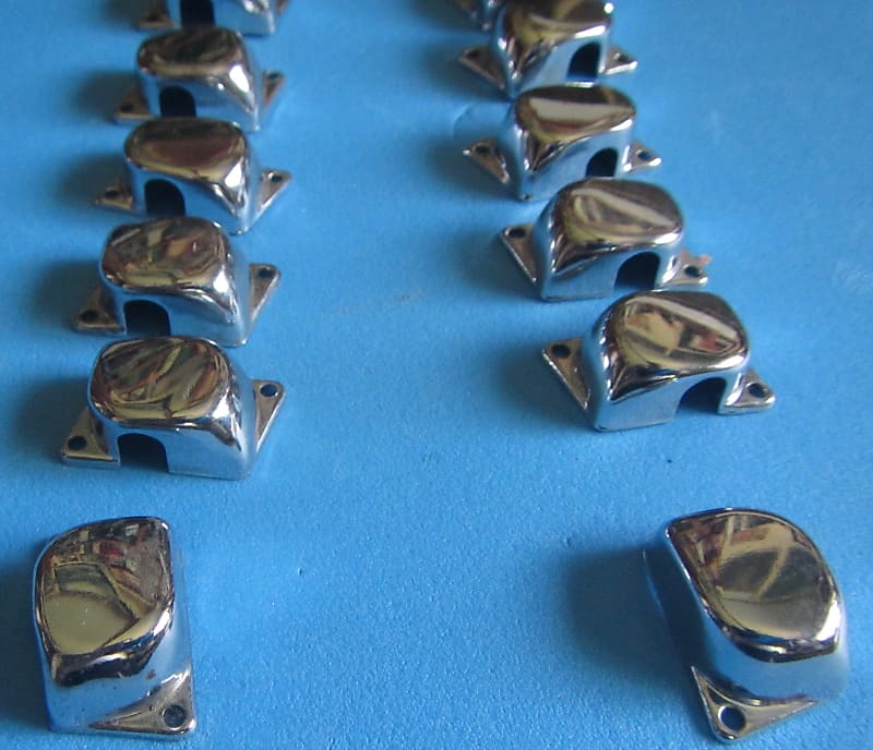 Unknown SET of 12 tuning machine covers Chrome #1 | Reverb