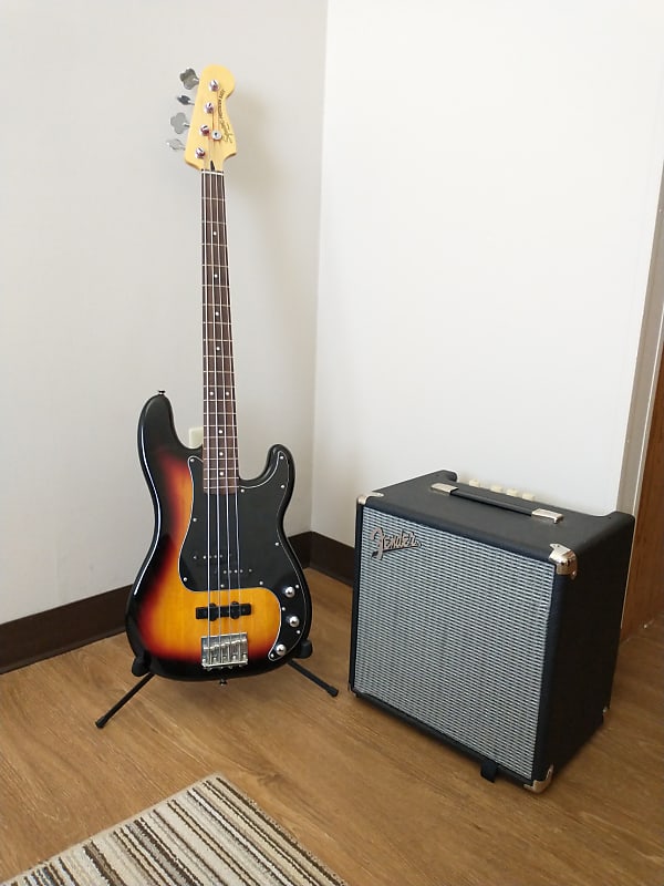 Squier Standard Precision Bass Guitar Bundle With Fender | Reverb
