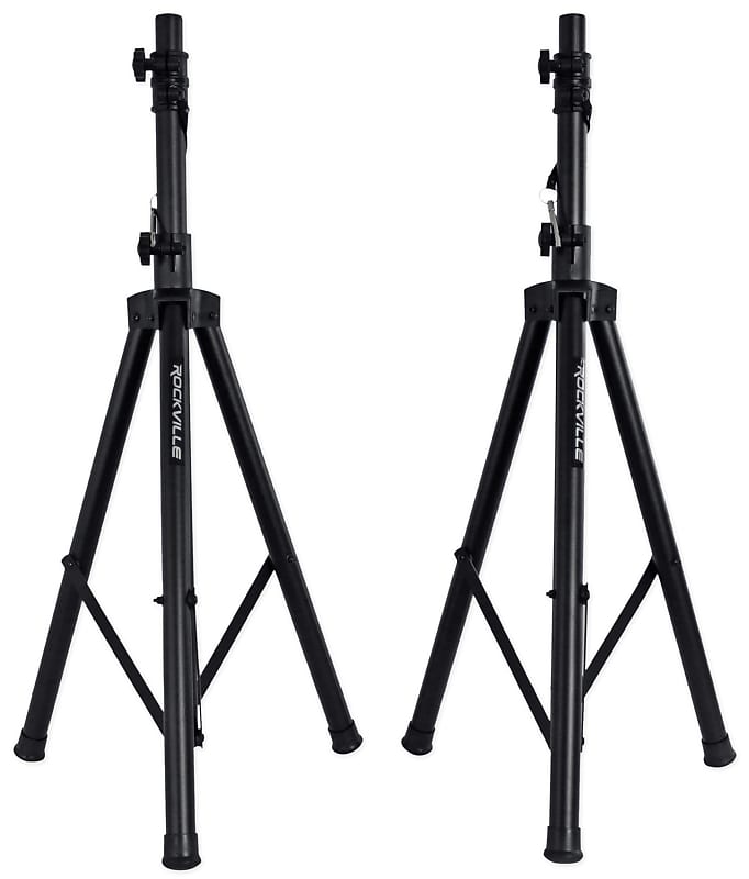 Rockville Pair of Adjustable Height Tripod Speaker Stands Pro | Reverb