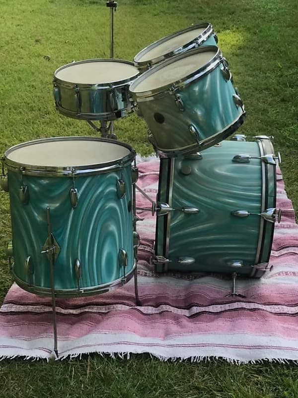Gretsch Rock & Roll Drum Kit 60s - Round Badge Aqua Satin | Reverb