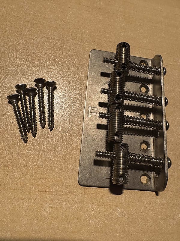 KTS Fender Precision Bass replacement bridge -- "Ti" Titanium | Reverb