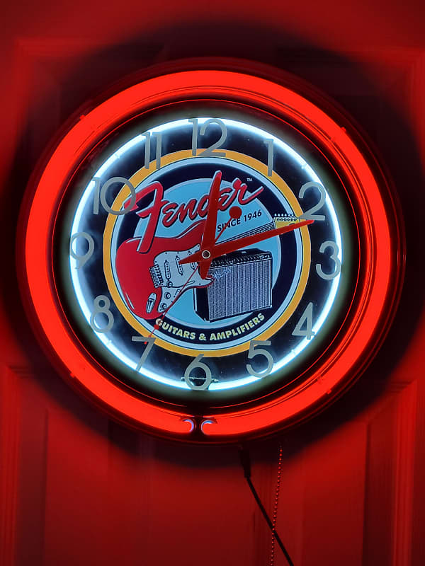 Fender Guitars Dealer Style Double Neon Red/White Light Up | Reverb