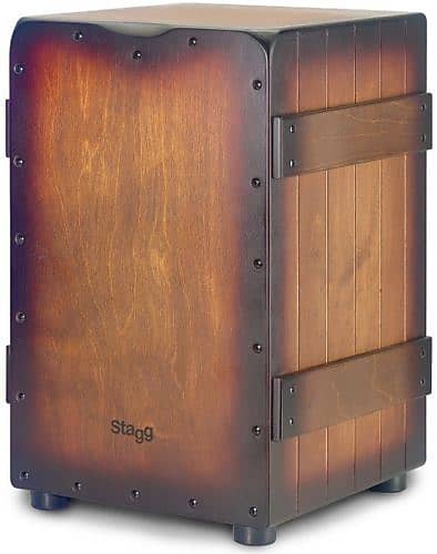 Stagg Crate Style Cajon Drum Brown Sunburst - Model CAJ-CRATE | Reverb