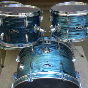 1960s Pearl 'Astro' Blue Oyster Strata Drum Kit | Reverb