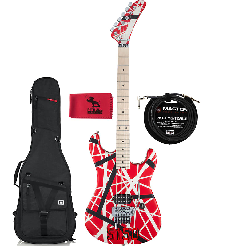 EVH Striped Series 5150 Guitar, Red Black White "5150" | Reverb