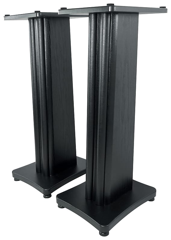 2 Rockville SS28B Black Wood Grain 28" Speaker Stands Fits | Reverb