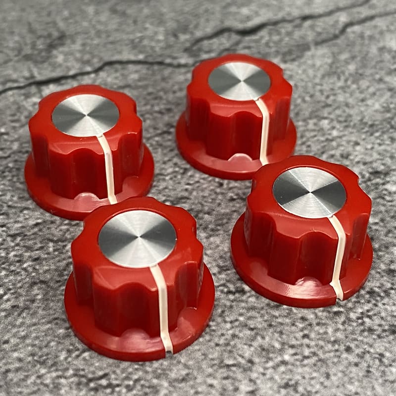 4x Red Boss 1100 Guitar Pedal Fluted Skirt Control Knob | Reverb