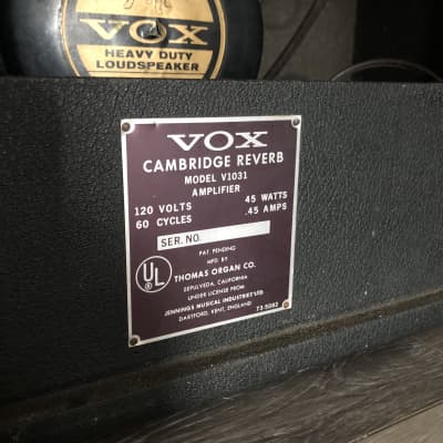 Vox Cambridge Reverb Amp 1960’s | Reverb