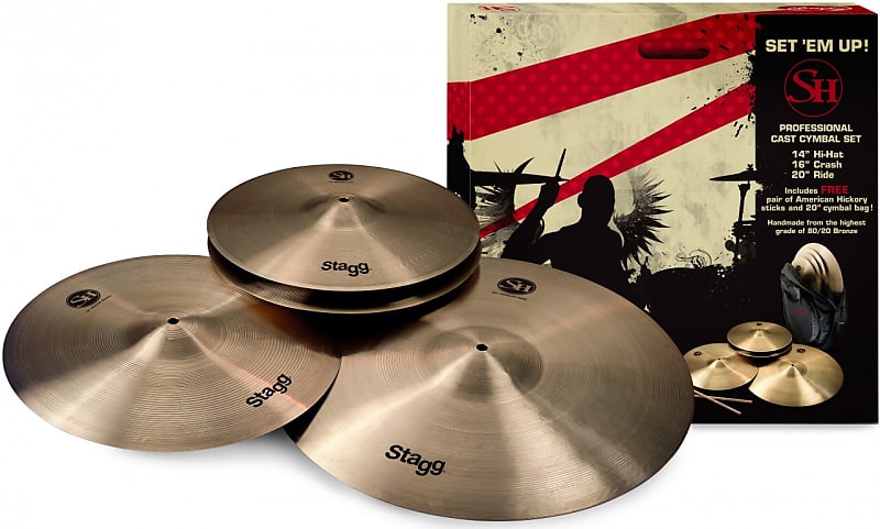 Stagg Pro Drum Set Cymbals, Hi-Hat, Crash, Ride + Bag & | Reverb