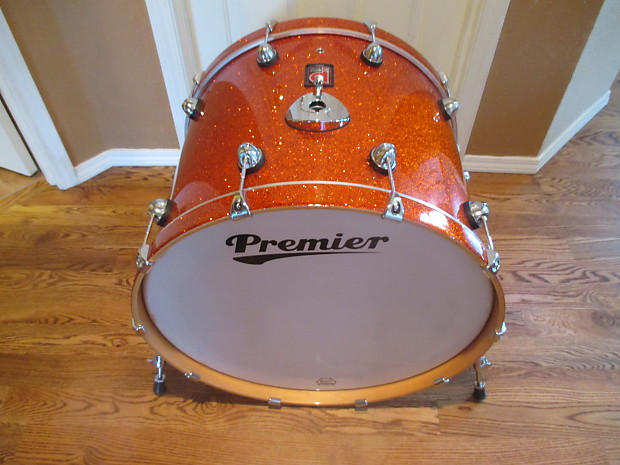 Premier Brand New Genista 24 x 18 Bass Drum, Orange Sparkle, | Reverb