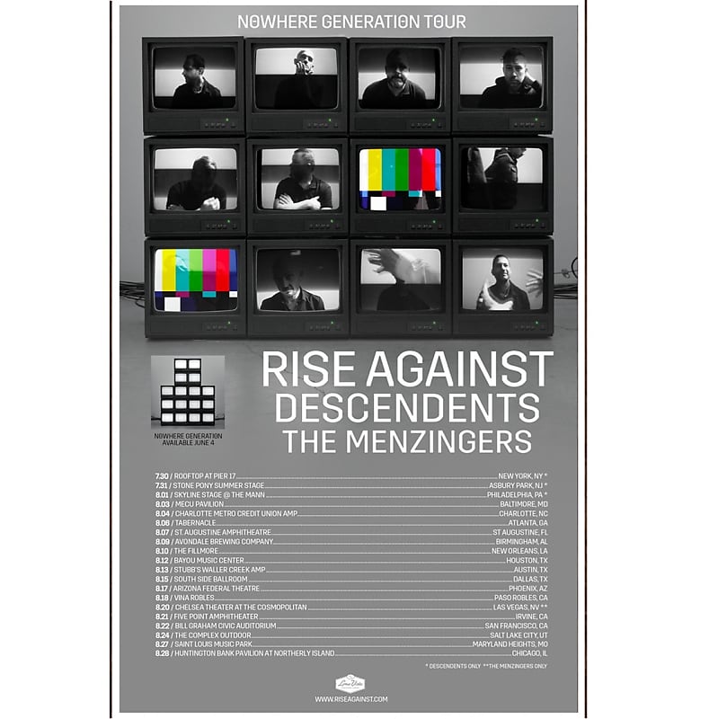 RISE AGAINST | DESCENDENTS | THE MENZINGERS Tour 2021 Ltd Ed | Reverb