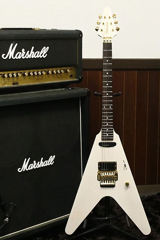 1990's made Fernandes Flying-V FV-80K See through white | Reverb UK