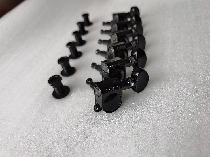 Grover 6R Tuners Guitar Machine Heads Pegs In Black For | Reverb