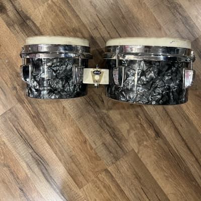1960s Ludwig Transition Badge Bongos in Black Diamond Pearl | Reverb