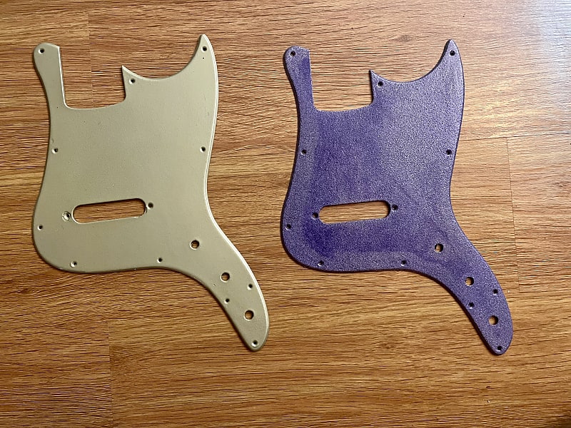 Squier Bronco Bass Pickguards - Gold and Purple | Reverb
