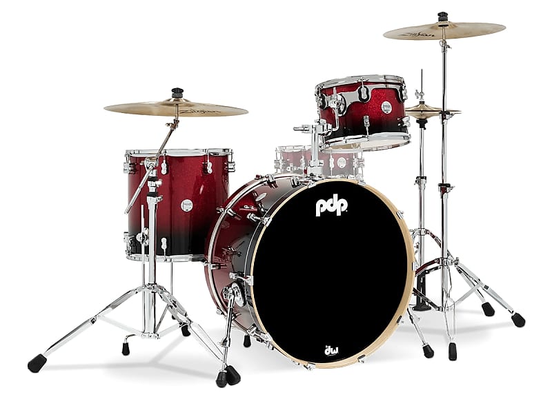 PDP Concept Maple 3pc Drum Kit - "Red to Black Sparkle" | Reverb
