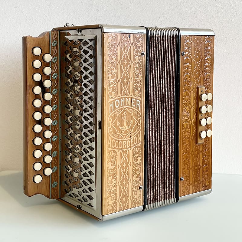 1940 Hohner A/D Button Accordion Natural Blonde Rare Vintage | Reverb