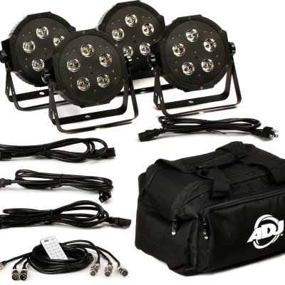 ADJ Mega Flat Hex Pak 4x RGBWA+UV Par Package with Cables and | Reverb
