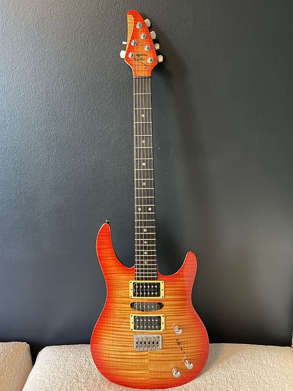 Brian Moore Custom MC1 Piezo, Sunburst Orange, Ebony | Reverb