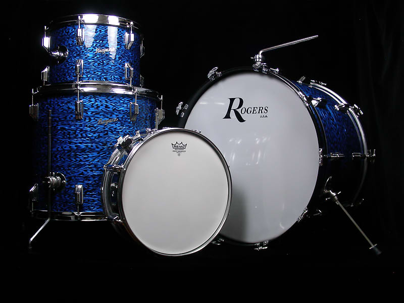 Rogers Vintage Drum Set – 4pc 1960s 22/18/13 Blue Onyx Drum | Reverb