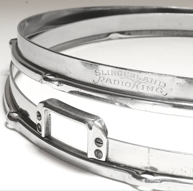 Slingerland Radio King 14" Engraved Snare Hoops (Rims) Chrome | Reverb