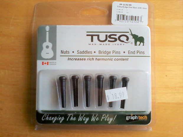 Graph Tech Tusq Acoustic Bridge Pins Black w/ white pearl dot | Reverb