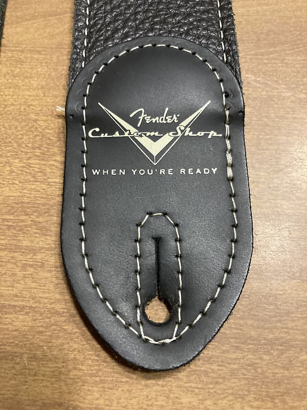 Fender Custom Shop strap 2020s - Black Leather | Reverb