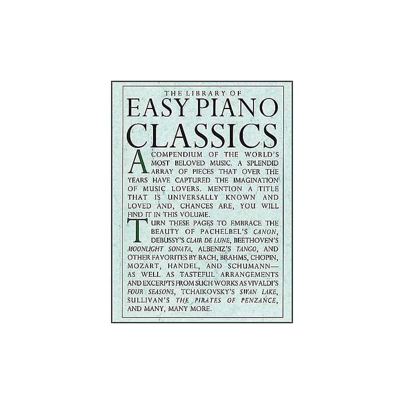 Music Sales The Library Of Easy Piano Classics | Reverb