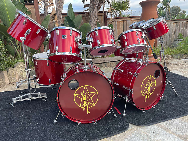 Tama Superstar Candy Apple Red Neil Peart Rush 13pc Drum Set | Reverb