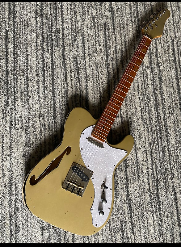 Partscaster Thinline Telecaster Gold Top and Black Back Nitro | Reverb